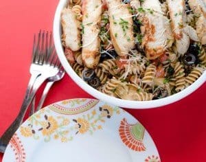 Grilled Chicken Rotini with Olives & Artichokes - An Alli Event