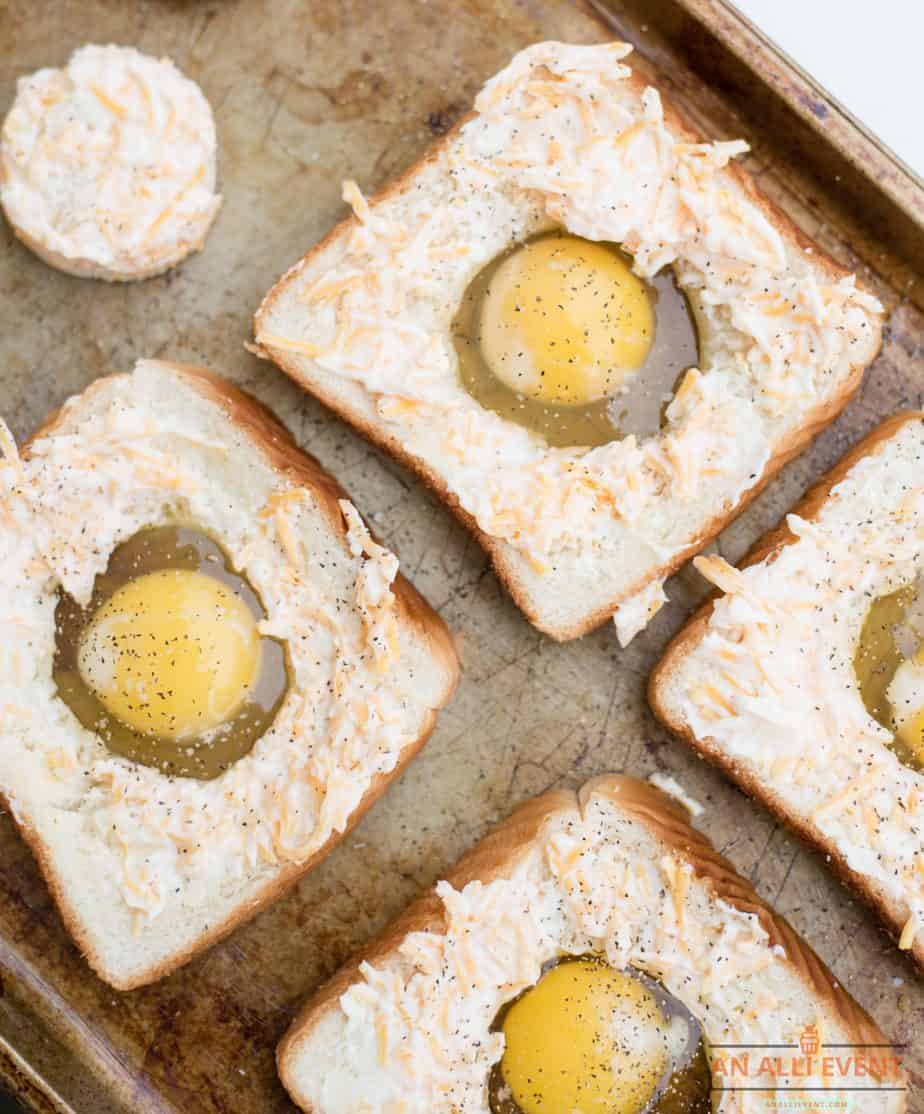 Sheet Pan Cheesy Egg In Hole Texas Toast - An Alli Event