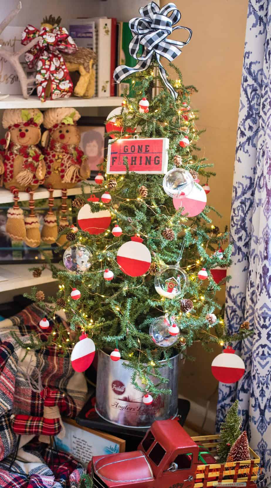 Fishing Themed Christmas Tree And DIY Bobbers - An Alli Event